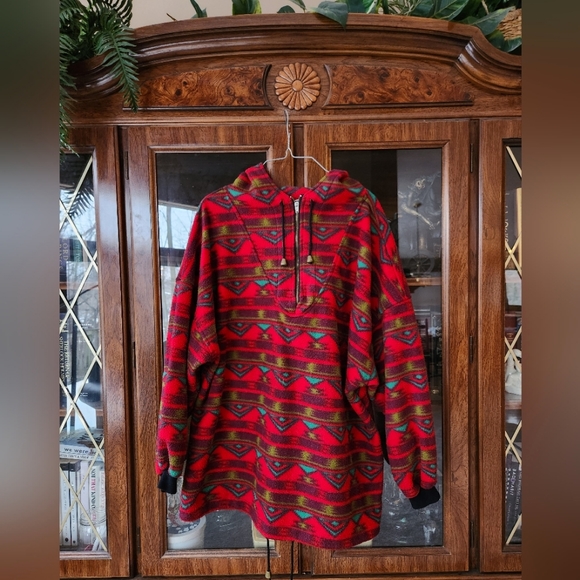 Jessie Jeanswear | Shirts | Vintage Quarter Zip Patterned Fleece Hoodie ...